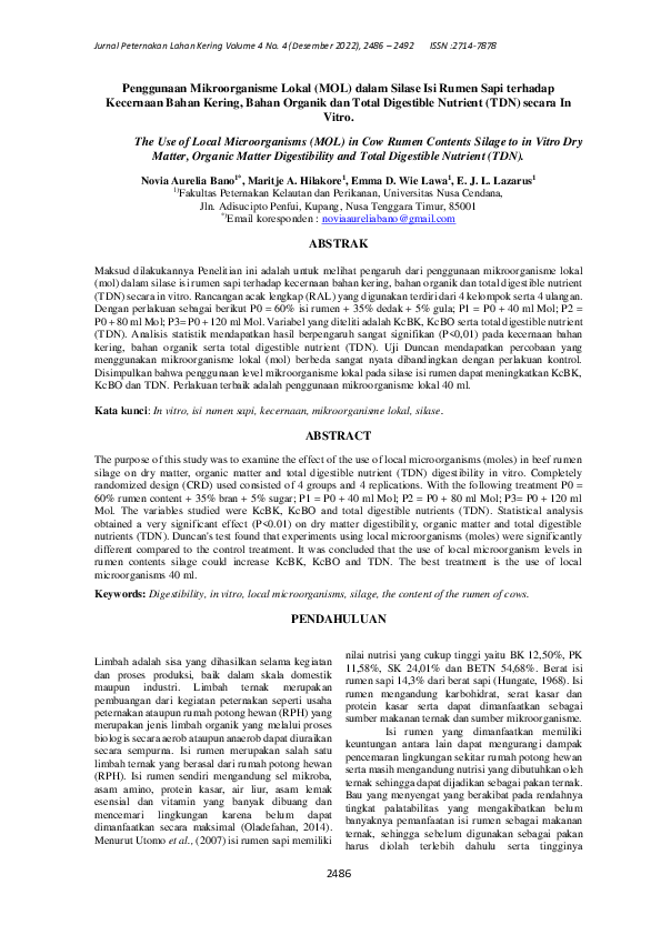 (PDF) Penggunaan Mikroorganisme Lokal (MOL) Dalam Silase Isi Rumen Sapi ...