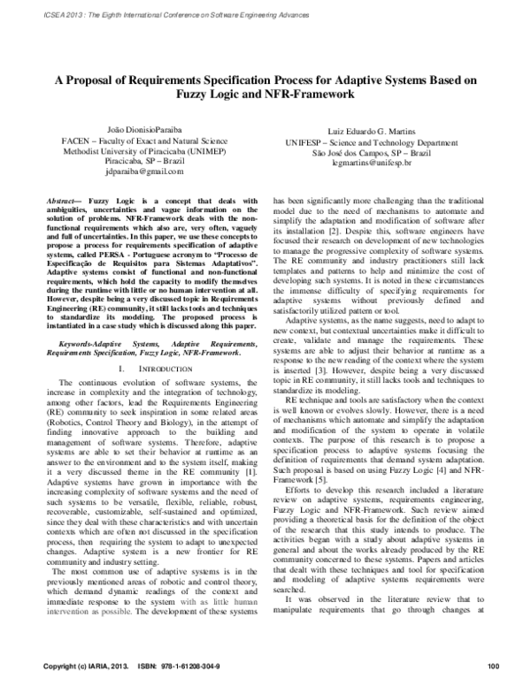 (PDF) A Proposal of Requirements Specification Process for Adaptive Systems Based on Fuzzy Logic ...