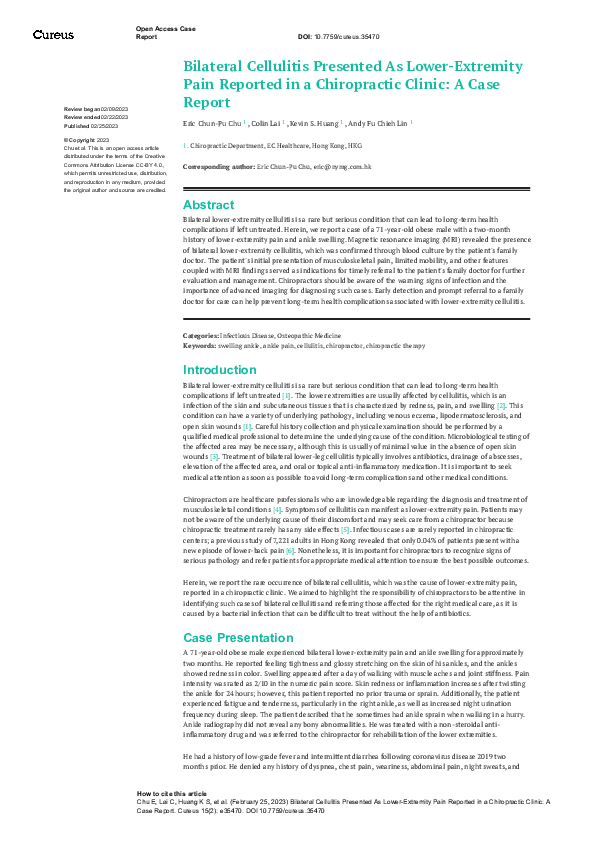 (PDF) Bilateral Cellulitis Presented As Lower-Extremity Pain Reported ...
