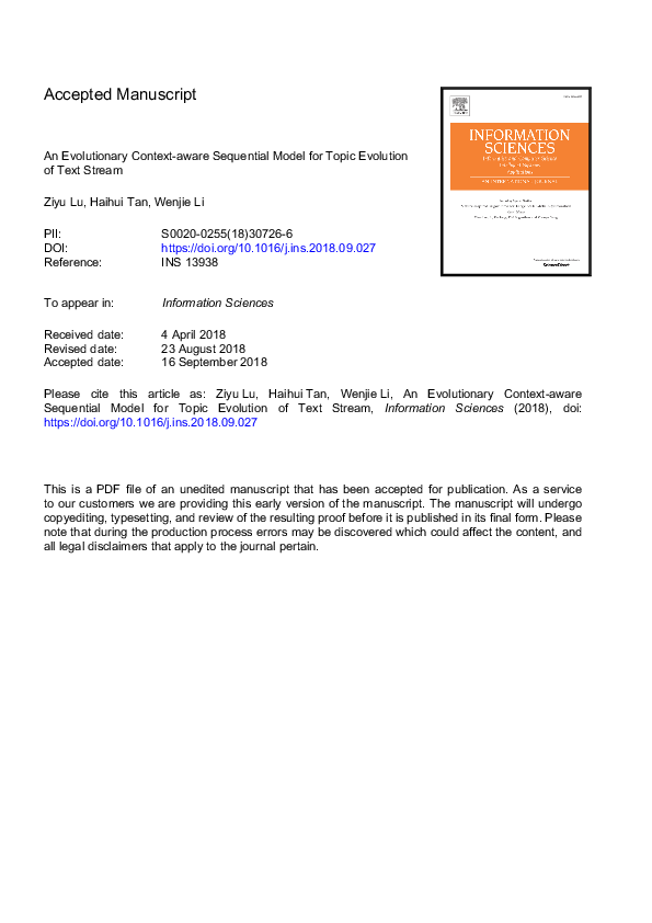 (PDF) Context-aware Model for Text Stream Evolution