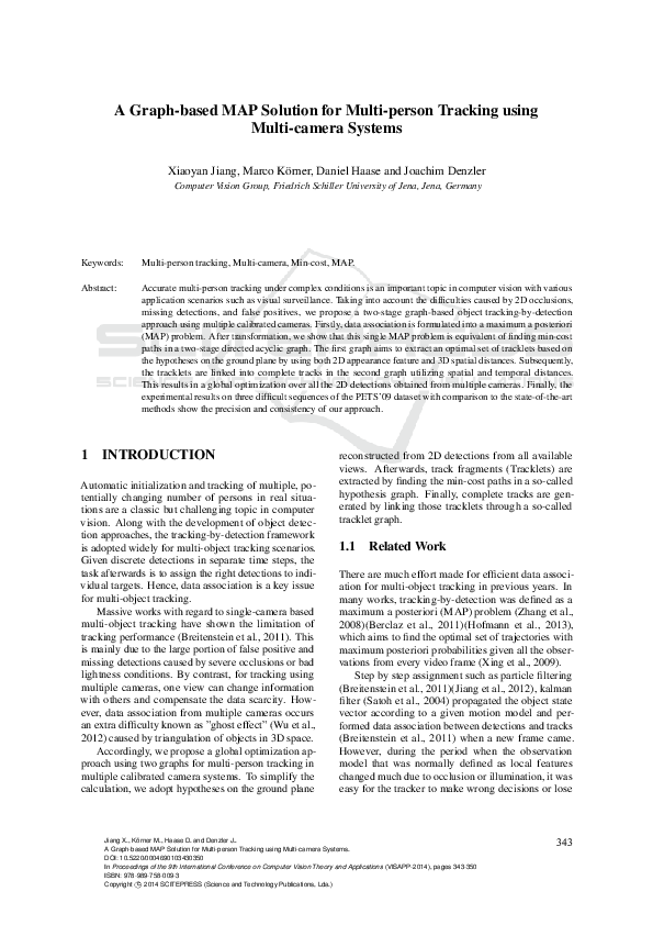 Pdf A Graph Based Map Solution For Multi Person Tracking Using Multi Camera Systems 1807