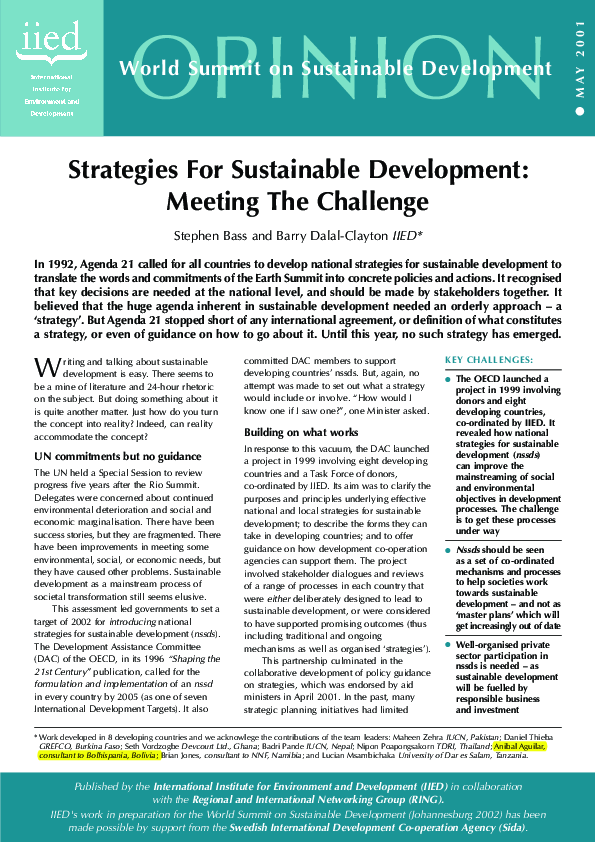 (PDF) World Summit on Sustainable Development