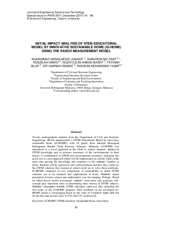 (PDF) Initial impact analysis of STEM educational model by innovative ...
