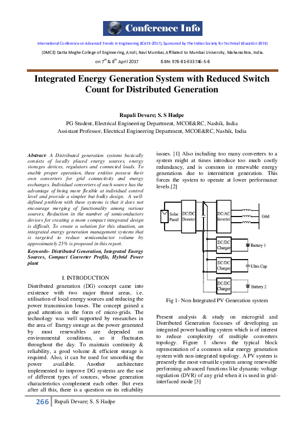 (PDF) Integrated Energy Generation System with Reduced Switch Count for ...