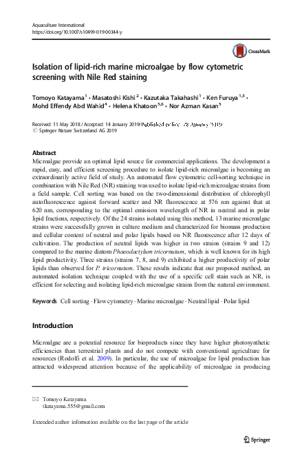 (PDF) Flow Cytometric Isolation of Lipid-Rich Microalgae