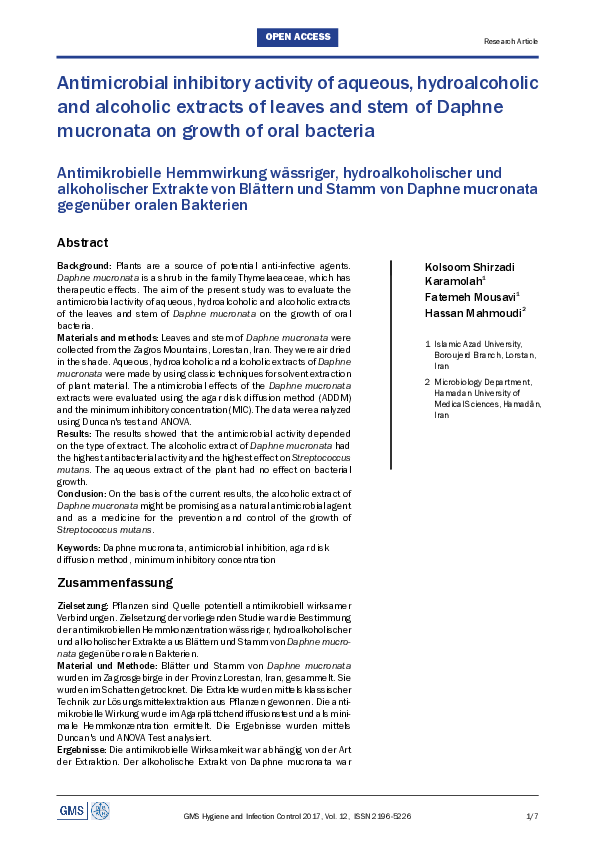 (PDF) Antimicrobial inhibitory activity of aqueous, hydroalcoholic and alcoholic extracts of ...