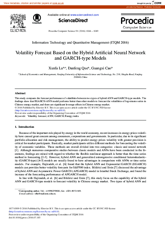(PDF) Volatility Forecast Based on the Hybrid Artificial Neural Network ...