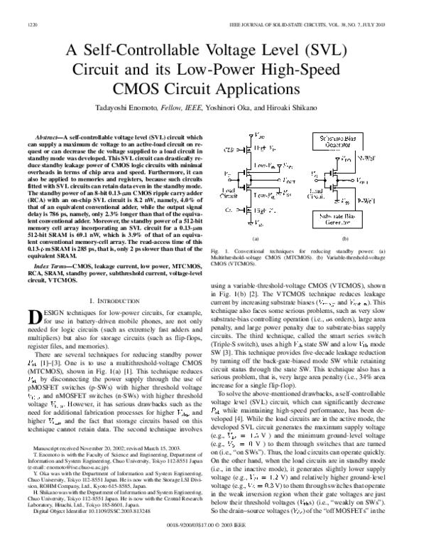 (PDF) A self-controllable voltage level (svl) circuit and its low-power ...