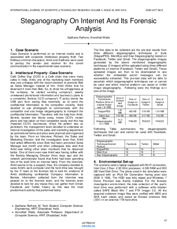 (PDF) Steganography On Internet And Its Forensic Analysis