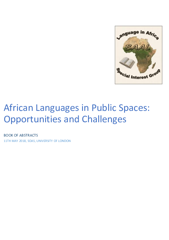 (PDF) African Languages in Public Spaces : Opportunities and Challenges