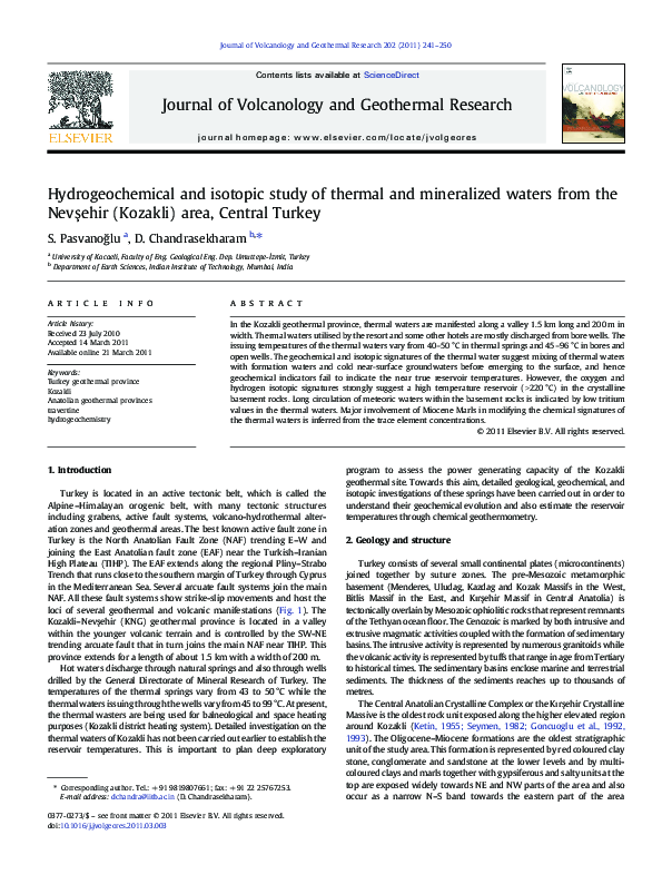 (PDF) Hydrogeochemical and isotopic study of thermal and mineralized ...