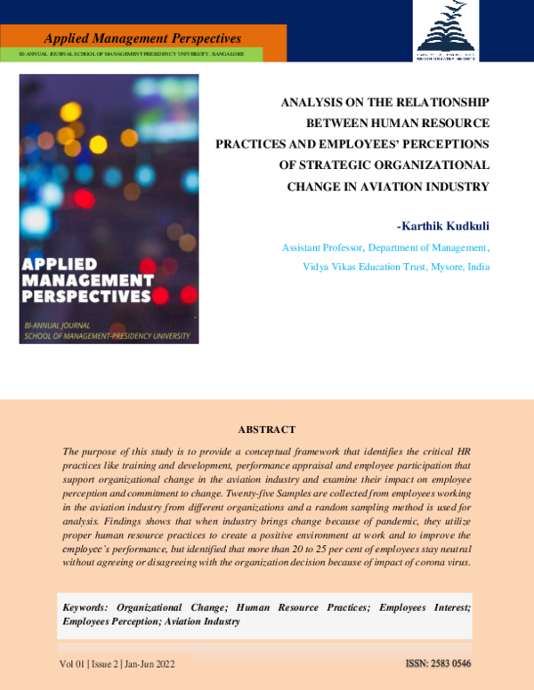 (PDF) ANALYSIS ON THE RELATIONSHIP BETWEEN HUMAN RESOURCE PRACTICES AND EMPLOYEES’ PERCEPTIONS ...