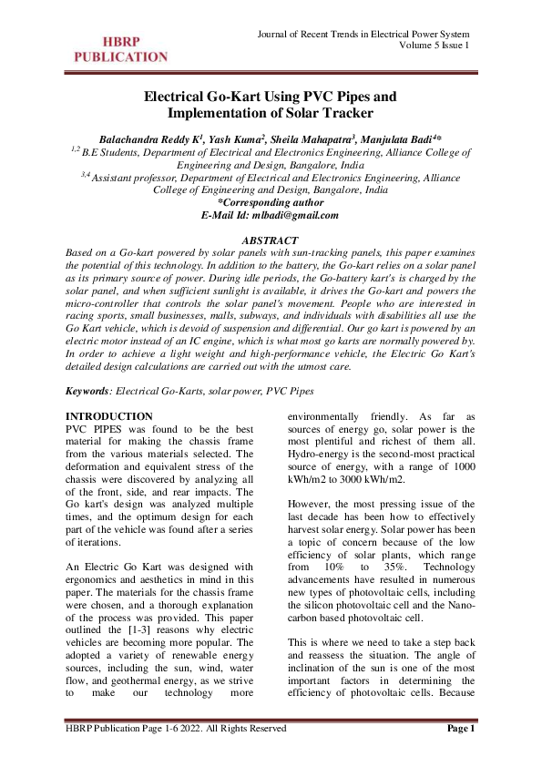 (PDF) Electrical Go-Kart Using PVC Pipes and Implementation of Solar ...