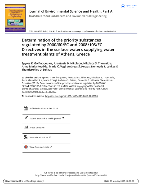 (PDF) Determination of the priority substances regulated by 2000/60/EC ...