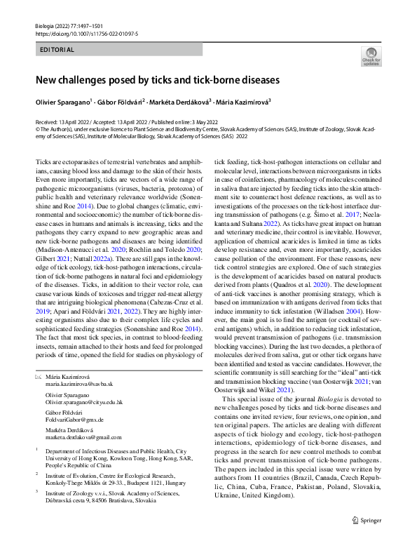 (PDF) New challenges posed by ticks and tick-borne diseases
