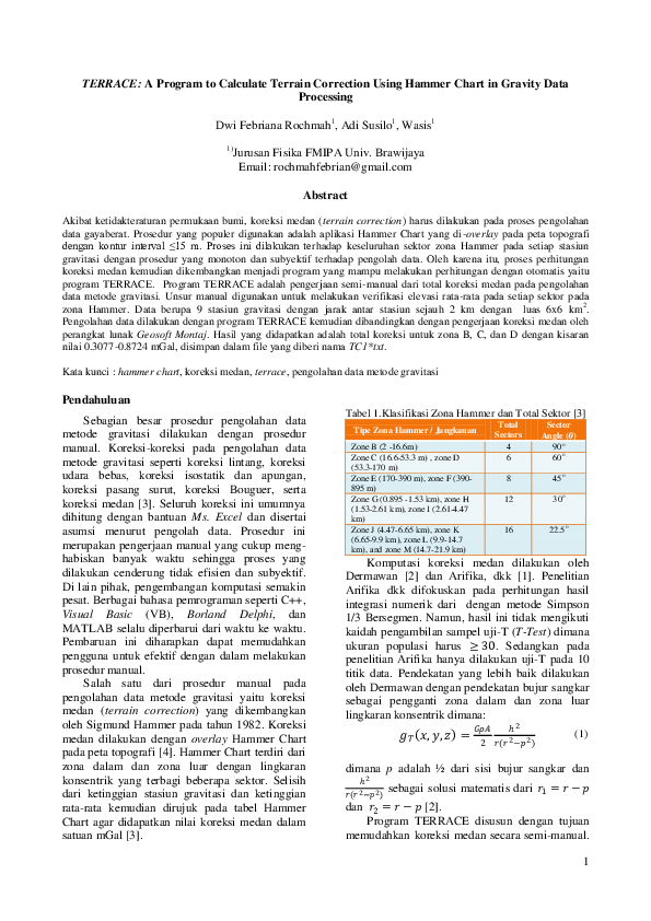 (PDF) TERRACE: a Program to Calculate Terrain Correction Using Hammer ...