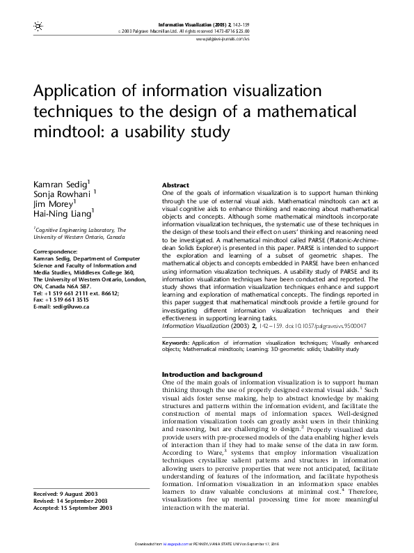 (PDF) Application of Information Visualization Techniques to the Design of a Mathematical ...