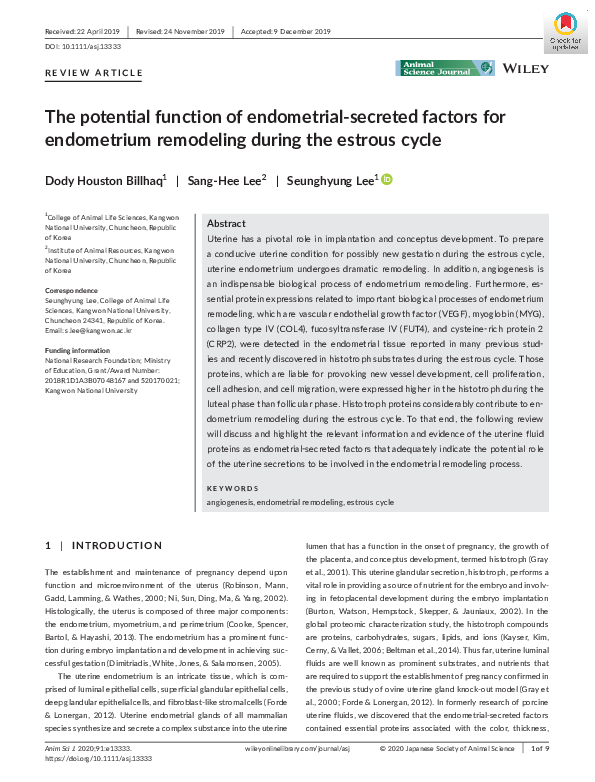 (PDF) The potential function of endometrial‐secreted factors for ...