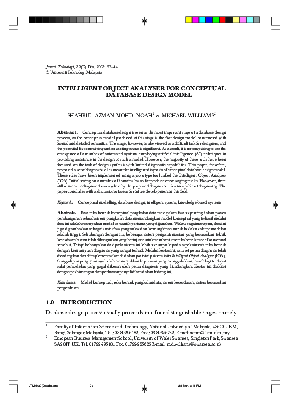 (PDF) Intelligent Object Analyser for Conceptual Database Design Model