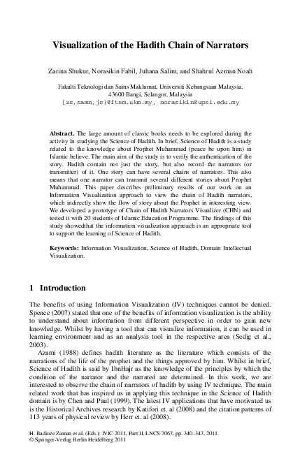 (PDF) Visualization of the Hadith Chain of Narrators