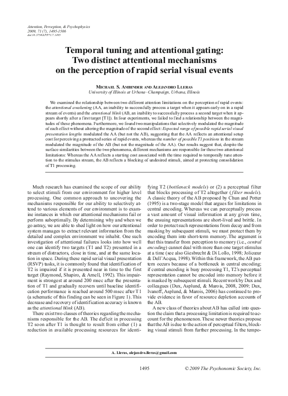 (PDF) Temporal tuning and attentional gating: Two distinct attentional mechanisms on the ...