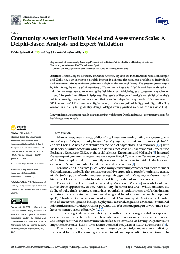 (PDF) Community Assets for Health Model and Assessment Scale: A Delphi-Based Analysis and Expert ...