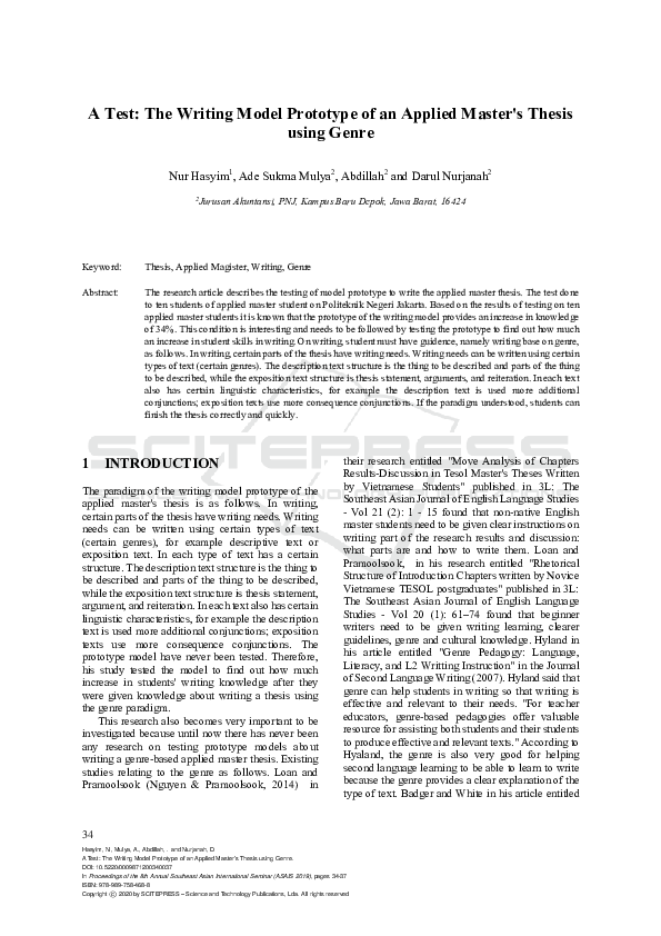(PDF) A Test: The Writing Model Prototype of an Applied Master's Thesis ...