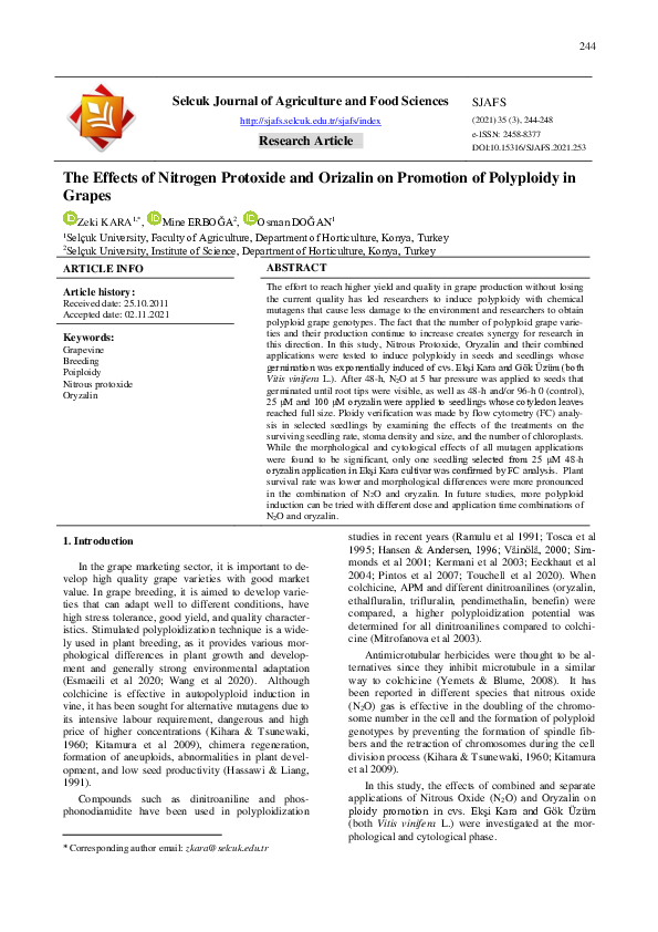 (PDF) The Effects of Nitrogen Protoxide and Orizalin on Promotion of ...