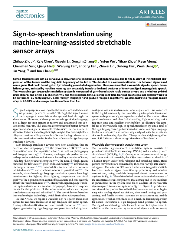 (PDF) Sign-to-speech translation using machine-learning-assisted ...