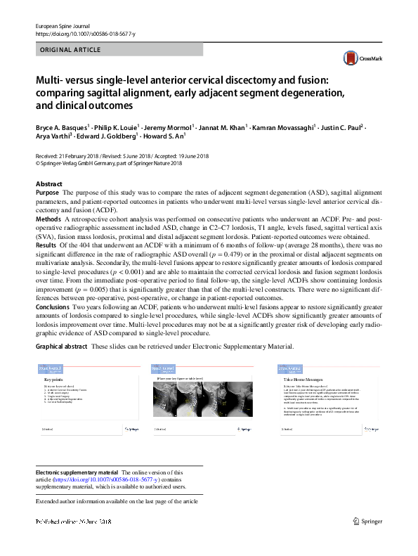 (PDF) Multi- versus single-level anterior cervical discectomy and ...