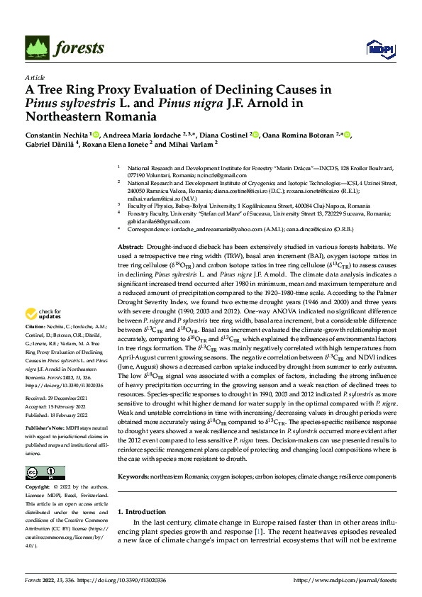 (PDF) A Tree Ring Proxy Evaluation of Declining Causes in Pinus ...