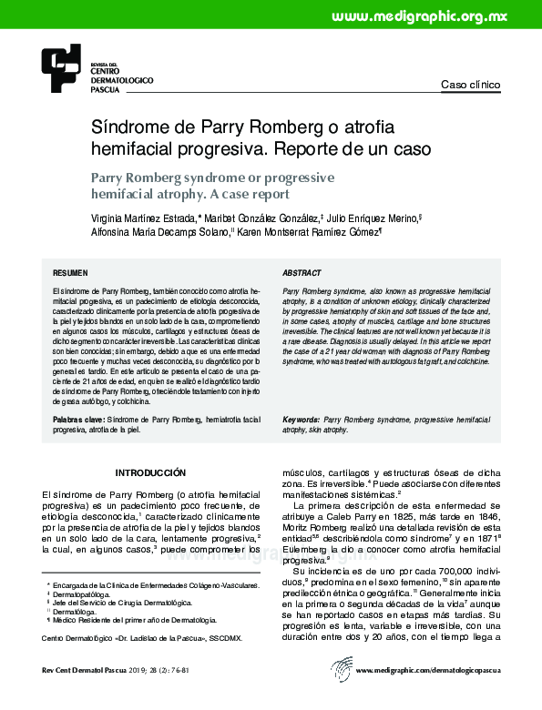 (PDF) Síndrome de Parry Romberg o atrofia hemifacial progresiva ...