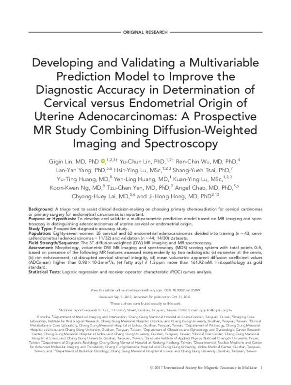 (PDF) Developing and validating a multivariable prediction model to improve the diagnostic ...