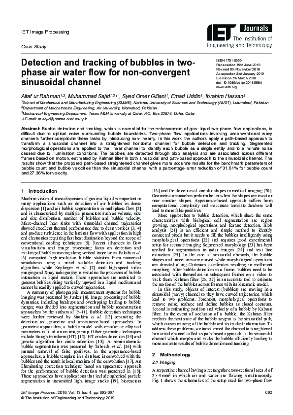 (PDF) Detection and tracking of bubbles in two phase air water flow for ...