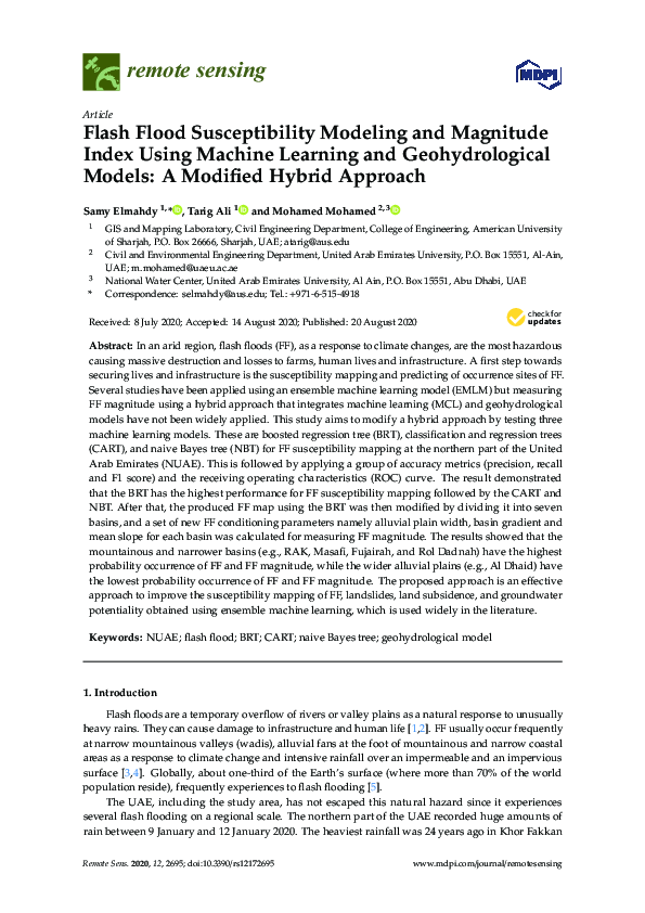 Pdf Flash Flood Susceptibility Modeling And Magnitude Index Using