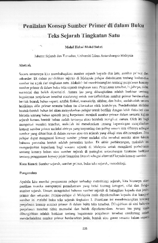 (PDF) Penilaian Konsep Sumber Primer di dalam Buku Teks Sejarah ...