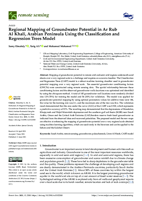 (PDF) Regional Mapping of Groundwater Potential in Ar Rub Al Khali, Arabian Peninsula Using the ...