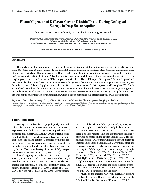 (PDF) Plume Migration of Different Carbon Dioxide Phases During ...