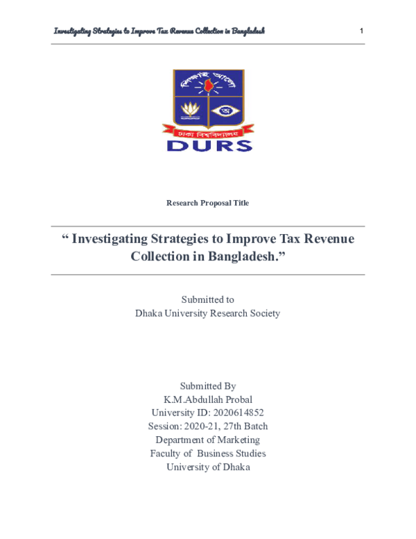 (PDF) Research Proposal on Investigating Strategies to Improve Tax ...