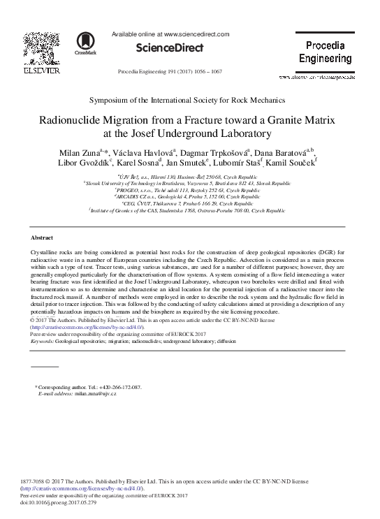 (PDF) Radionuclide Migration from a Fracture toward a Granite Matrix at ...