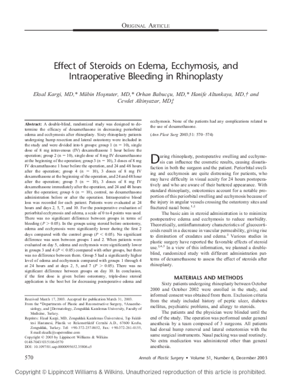(PDF) Effect of Steroids on Edema, Ecchymosis, and Intraoperative ...