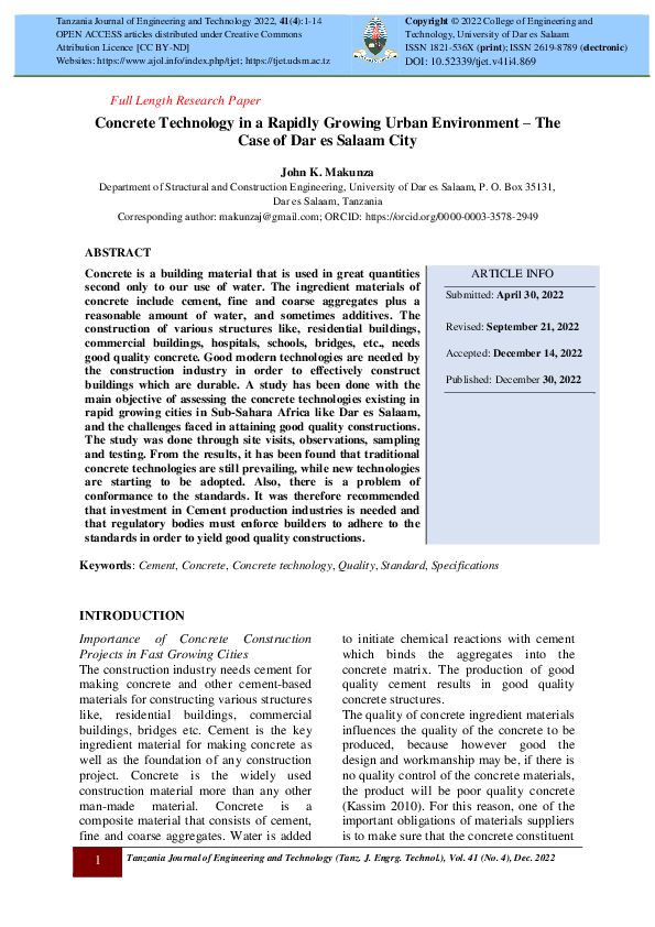 (PDF) Concrete Technology in a Rapidly Growing Urban Environment – The ...