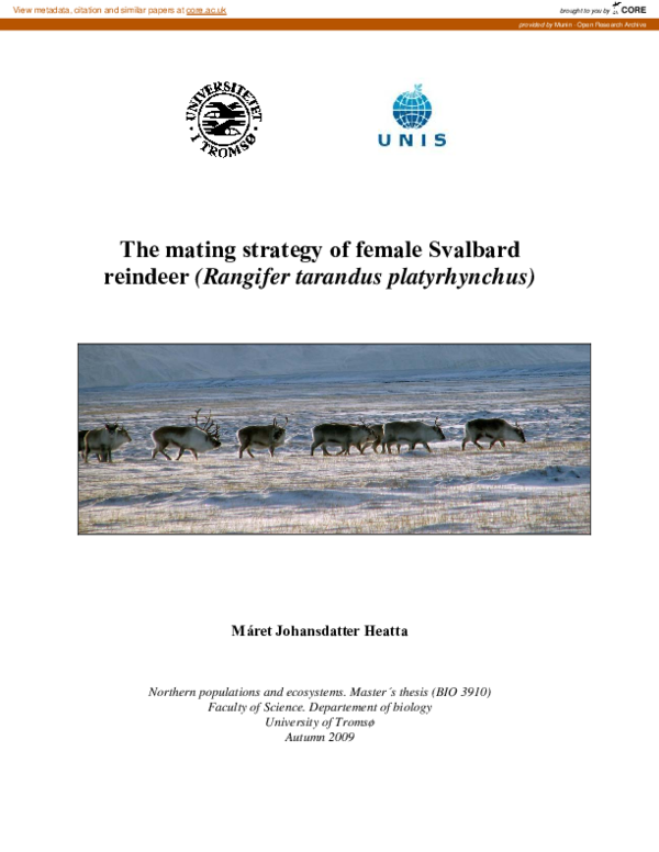 (PDF) The mating strategy of female Svalbard reindeer | Maret Heatta ...