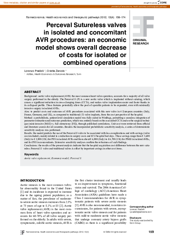 (PDF) Perceval Sutureless valves in isolated and concomitant AVR ...