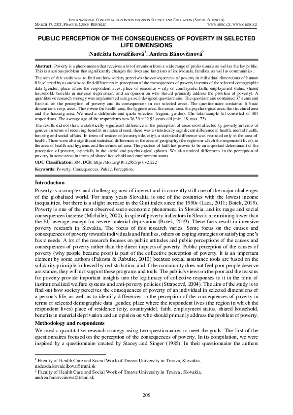 (PDF) Public Perception of the Consequences of Poverty in Selected Life ...