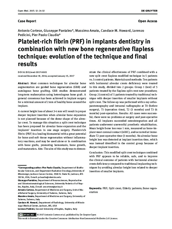 (PDF) Platelet-Rich Fibrin (PRF) in Implants Dentistry in Combination ...