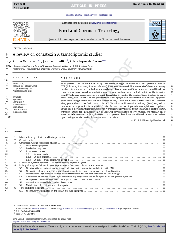 (PDF) A review on ochratoxin A transcriptomic studies