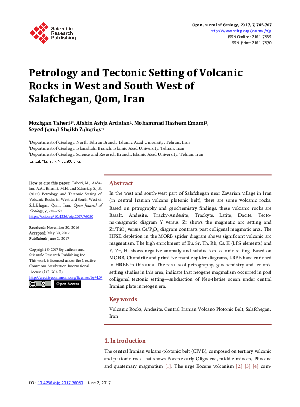 (PDF) Petrology and Tectonic Setting of Volcanic Rocks in West and ...