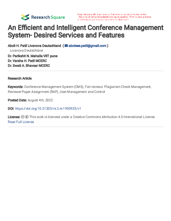 (PDF) An Efficient and Intelligent Conference Management System ...