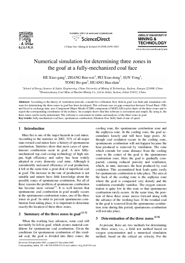 (PDF) Numerical simulation for determining three zones in the goaf at a fully-mechanized coal ...